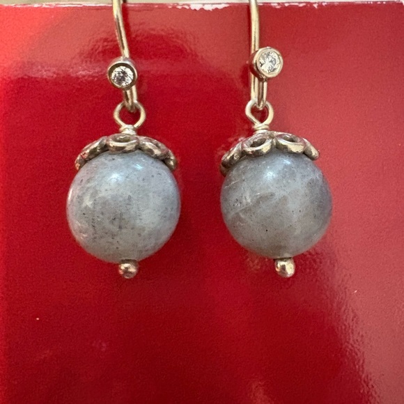 Pandora | Jewelry | Pandora Gray Stone Drop Earrings | Poshmark